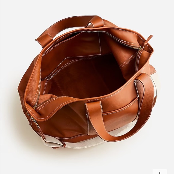 J. Crew | Bags | Nwot J Crew Weekender Montauk Tote Bag Leather Rich ...